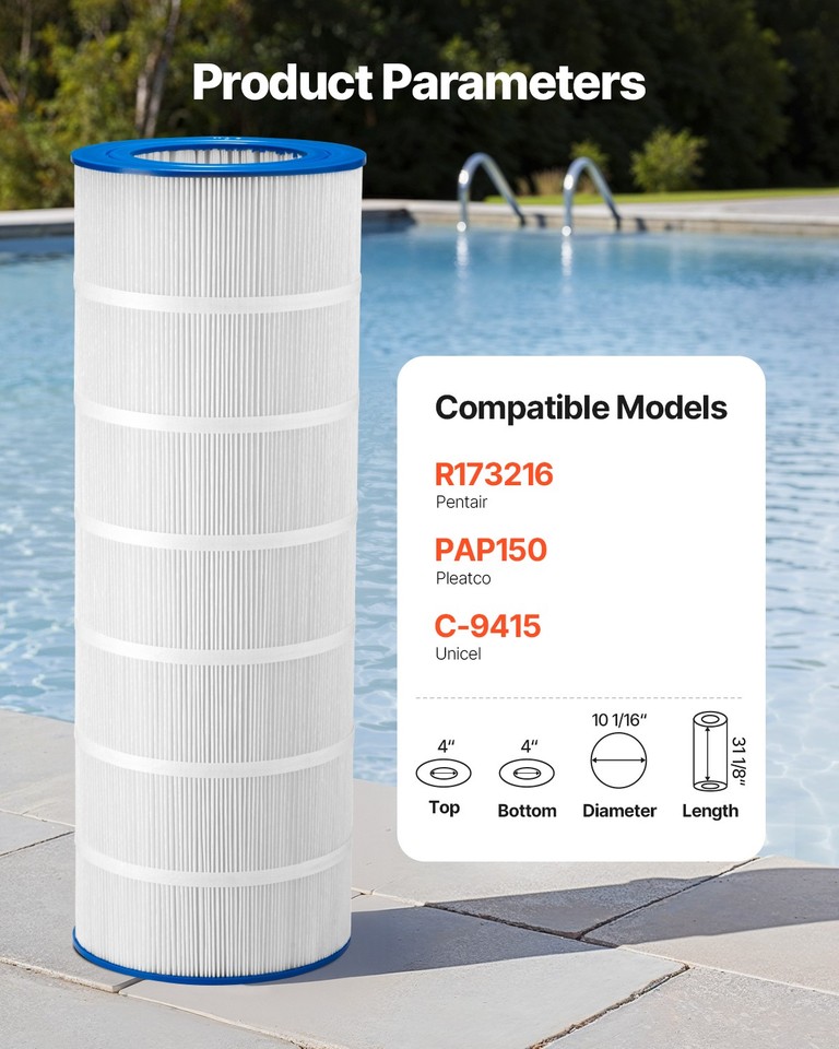 Hot Tub Pool Filter Cartridge 150 sqft Compatible Pentair R173216 ...