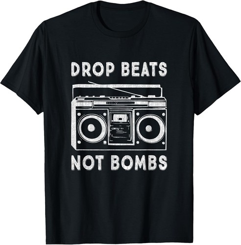 Drop Beats Not Bombs Anti-War Boombox Music Peace T-Shirt | eBay UK