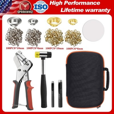 Grommet Tool Kit with Bag, 3/8 and 1/4 Tarp Grommet Kit with 200Pcs ...