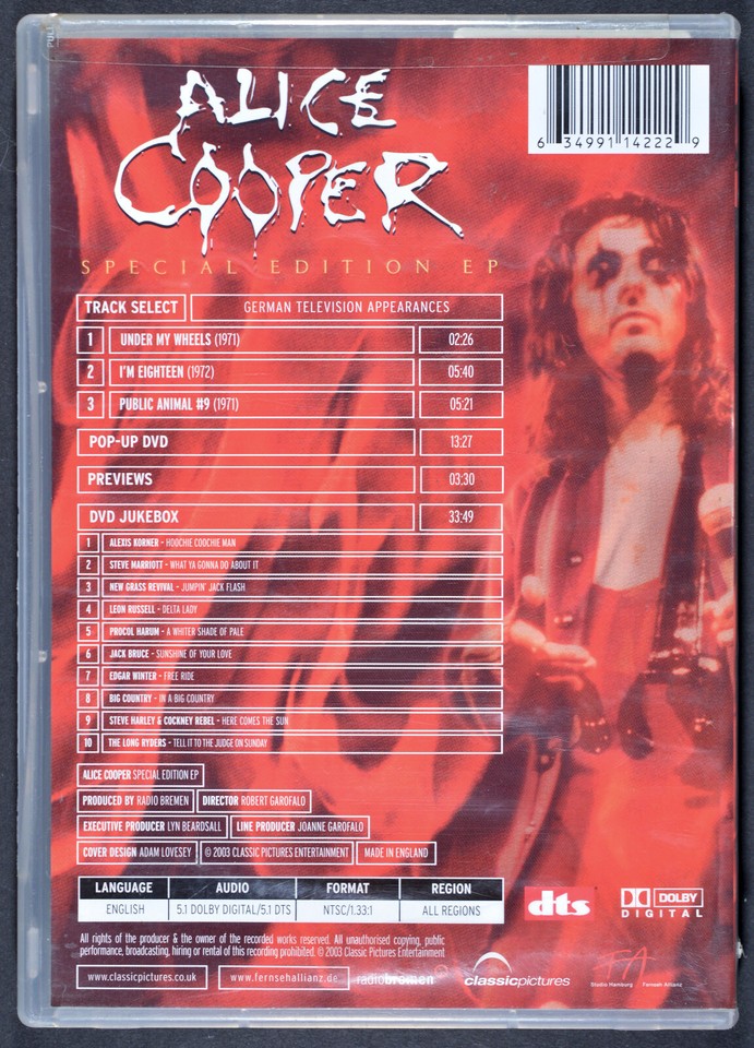 Alice Cooper - EP [DVD - 2003 - Special Edition Classic Pictures EP ...