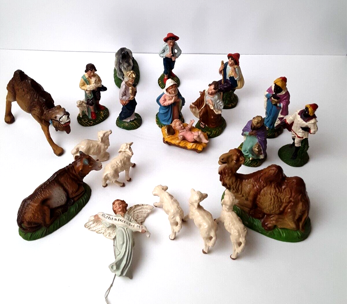 Vintage Nativity Set 21 Piece Italy Paper Mache Creche Manger 5.5 ...