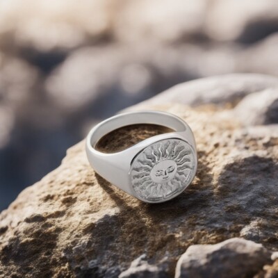 Sun Face Ring, Men Signet Ring, 925 Sterling Silver Ring, Birthday Gift ...