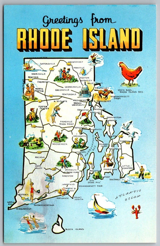 Vintage Postcard - Map of Rhode Island Postcard - RI | eBay