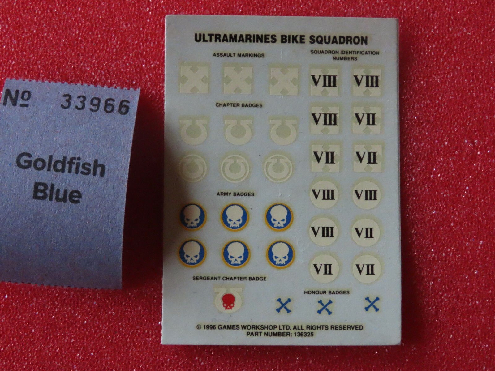 Games Workshop Warhammer 40k Ultramarines Bike Squadron Transfers ...