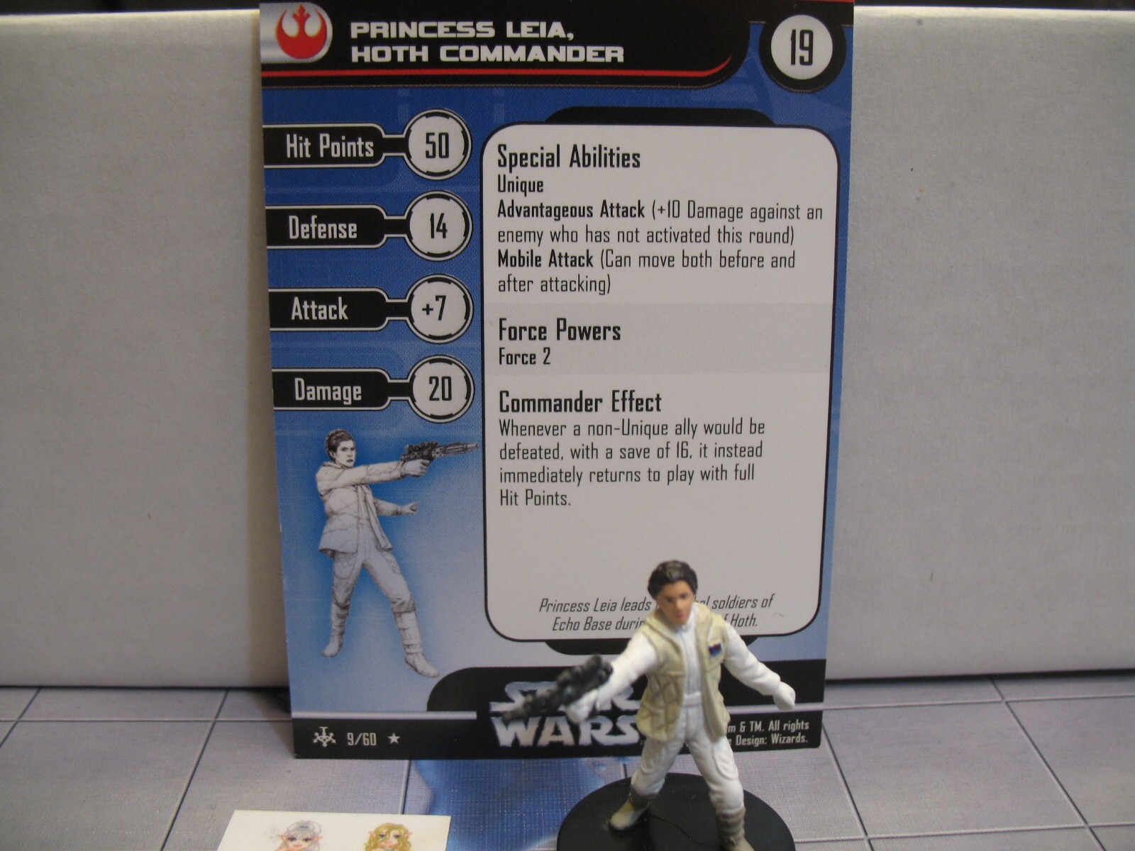 =Star Wars Miniatures BOUNTY HUNTERS Princess Leia, Hoth Commander 9/60 w card = | eBay