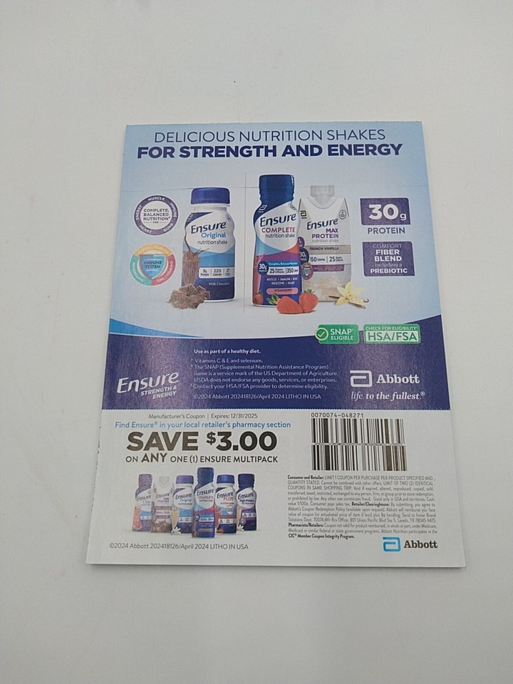 Lot 25 Ensure Coupons On Any Multipack $75 Savings Complete Max Protein ...
