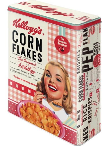 Nostalgic-Art Licensed Tin Box XL Kelloggs Girl Corn Flakes White 8x19 ...