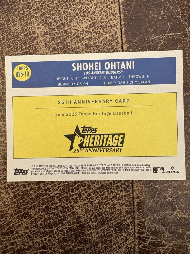2025 Topps Heritage 25th Anniversary Shohei Ohtani #H25-19 | eBay
