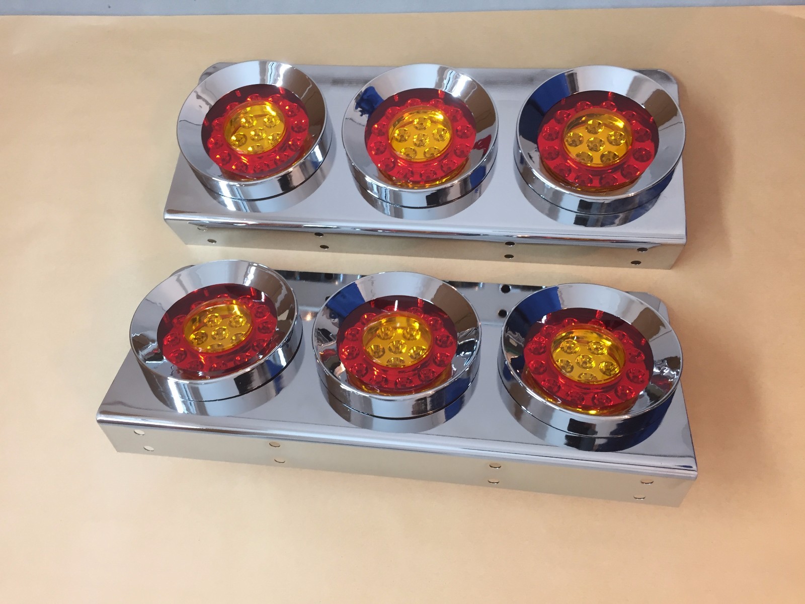 # 2x Rear Stainless Steel Base 24V LED Lamps Recovery Lights Lorry ...