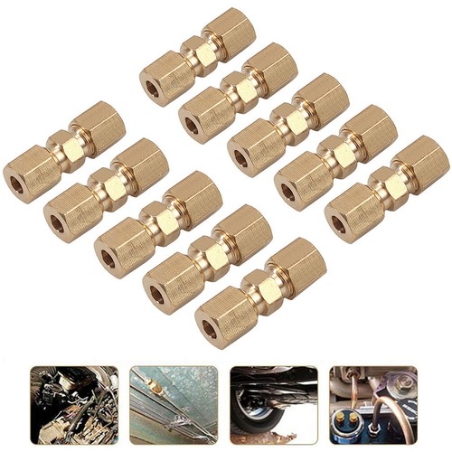 Straight Brass Brake Line Compression Fitting Unions For 3/16 OD Tubing ...