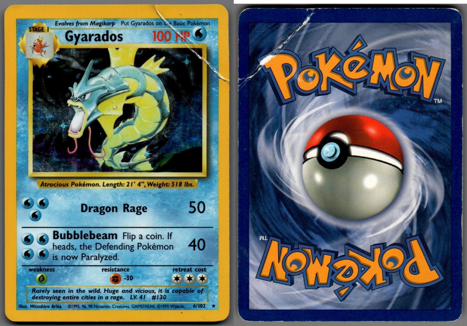 1999 Pokemon, Base Set, #6/102 Gyarados, Holo Rare (e) | eBay