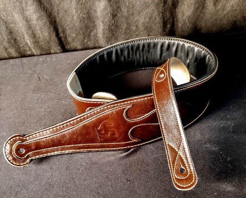 Jack Straps Genuine Leather And Neoprene guitar strap brown | eBay