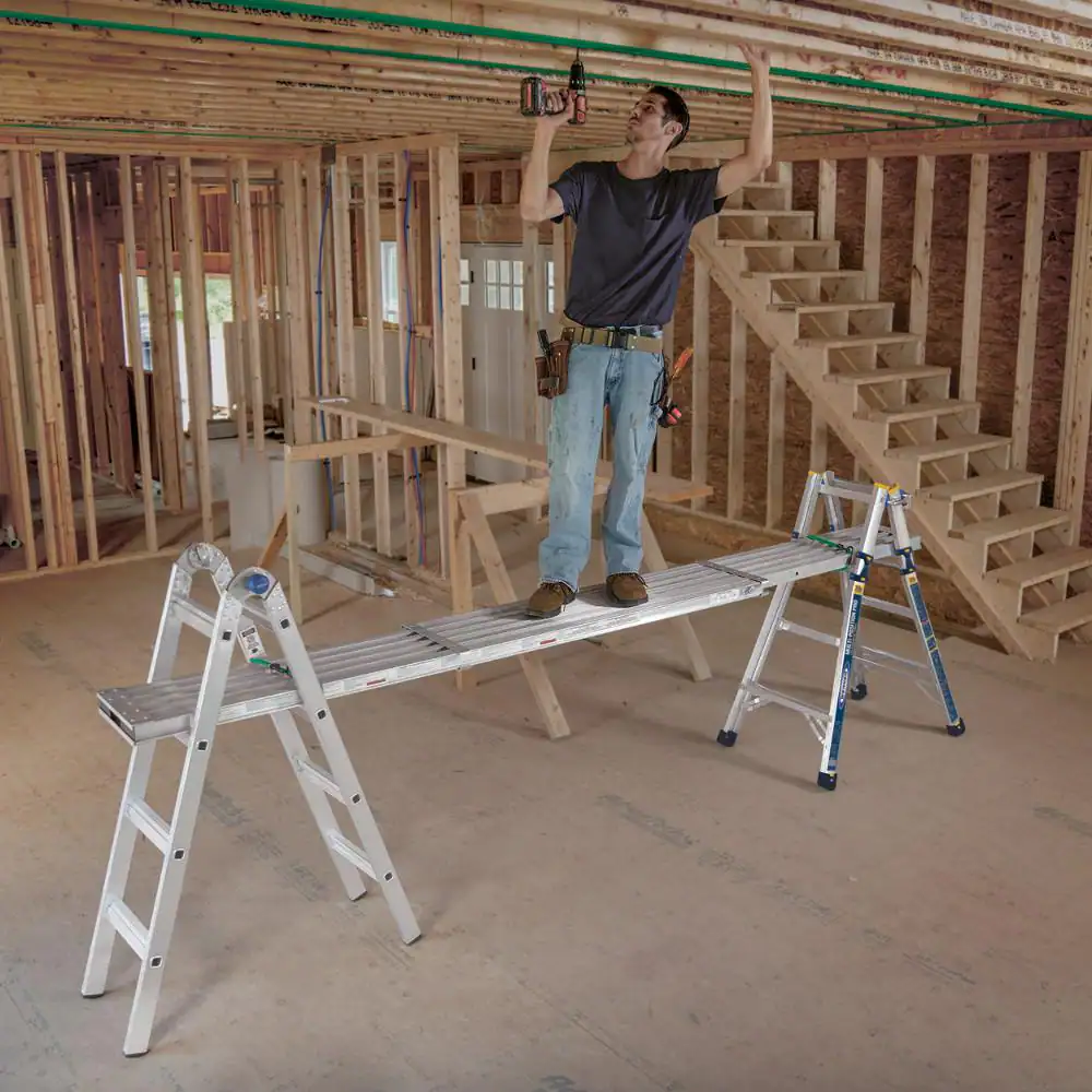 WERNER Pro Ladder 18-Ft Reach Aluminum Multi-Position 375-Lbs Load ...