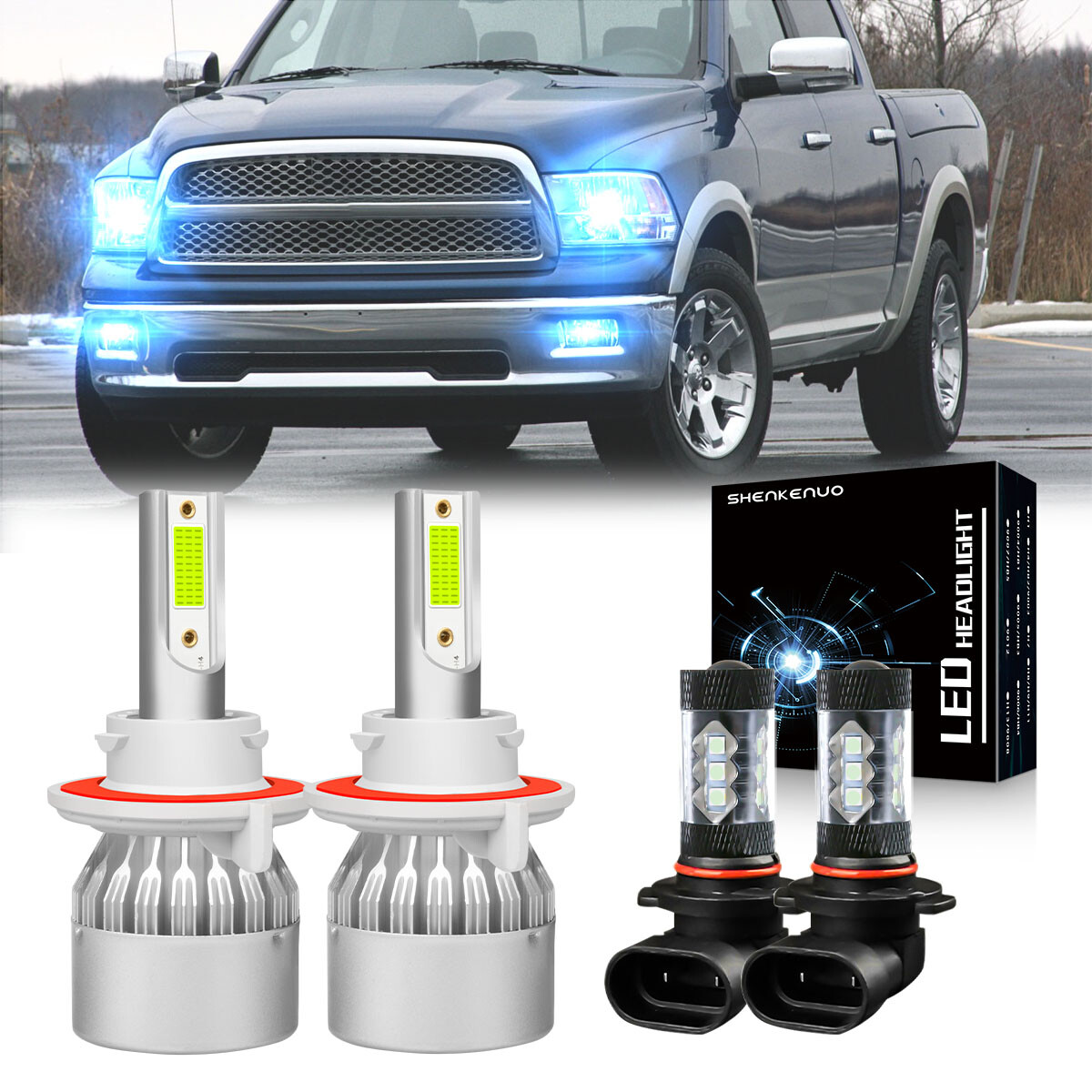 For 2006- 2008 Dodge Ram 1500 2500 3500 Ice Blue LED Headlight+Fog ...