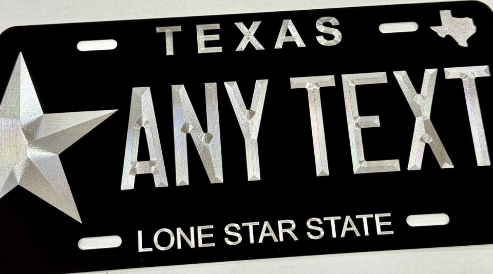 Custom Texas TX Any State Car Tag Diamond Etched Vanity Front License ...