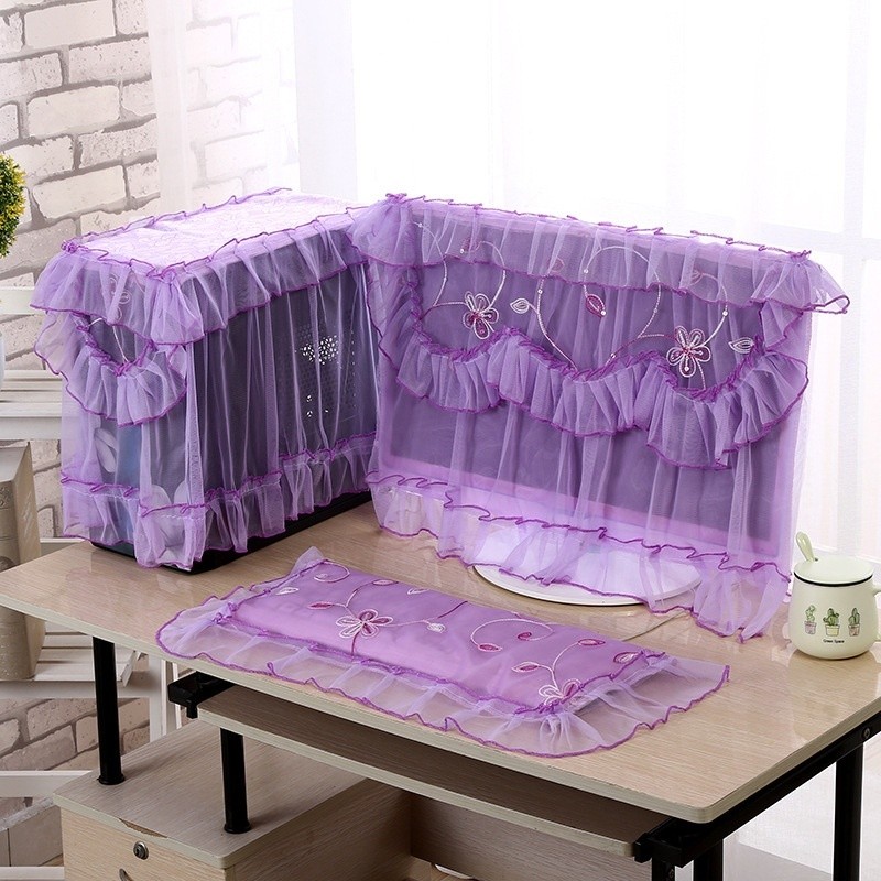 Lace Ruffle Floral Computer Desktop Monitors Dust Cover Protection ...