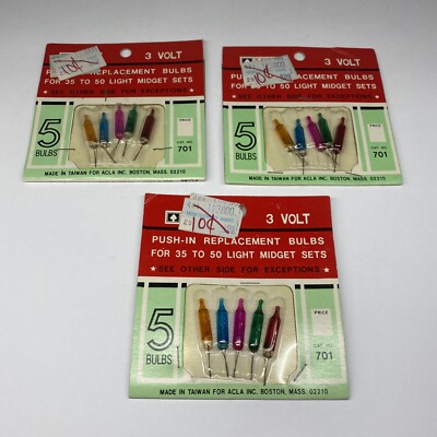 3 sets Vtg ACLA Push-In Replacement Bulbs Light Sets 3 Volt 5 Bulbs 701 ...