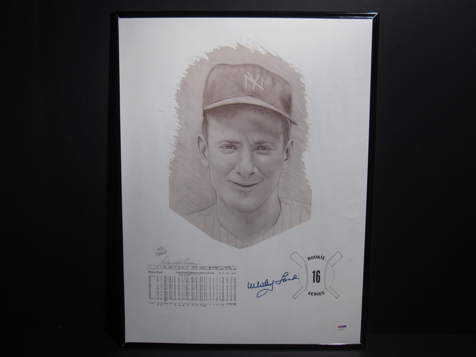 WHITEY FORD SIGNED AUTOGRAPH FRAMED 18X24 DAVID A. COONEY SIGNED ...