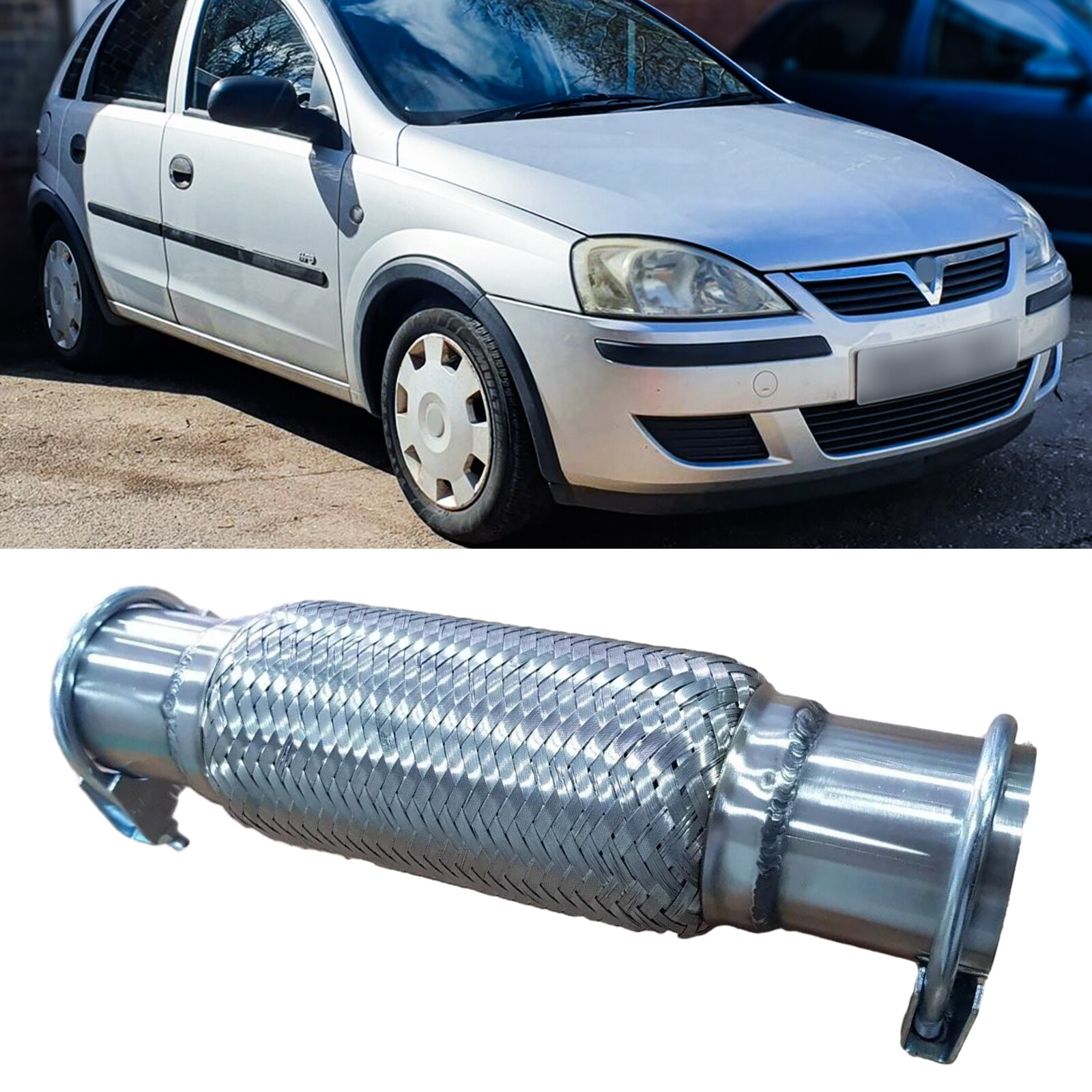 DIY REPLACEMENT EXHAUST REPAIR FLEX FLEXI TUBE FOR VAUXHALL CORSA ...
