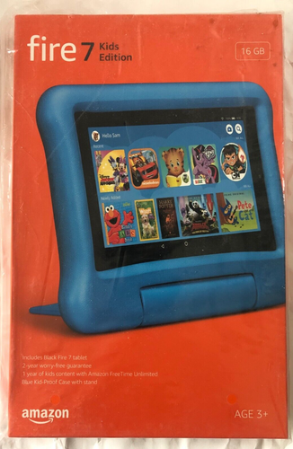 AMAZON FIRE HD 7 KIDS TABLET 16 GB BLUE "KID-PROOF" BRAND NEW SEALED ...
