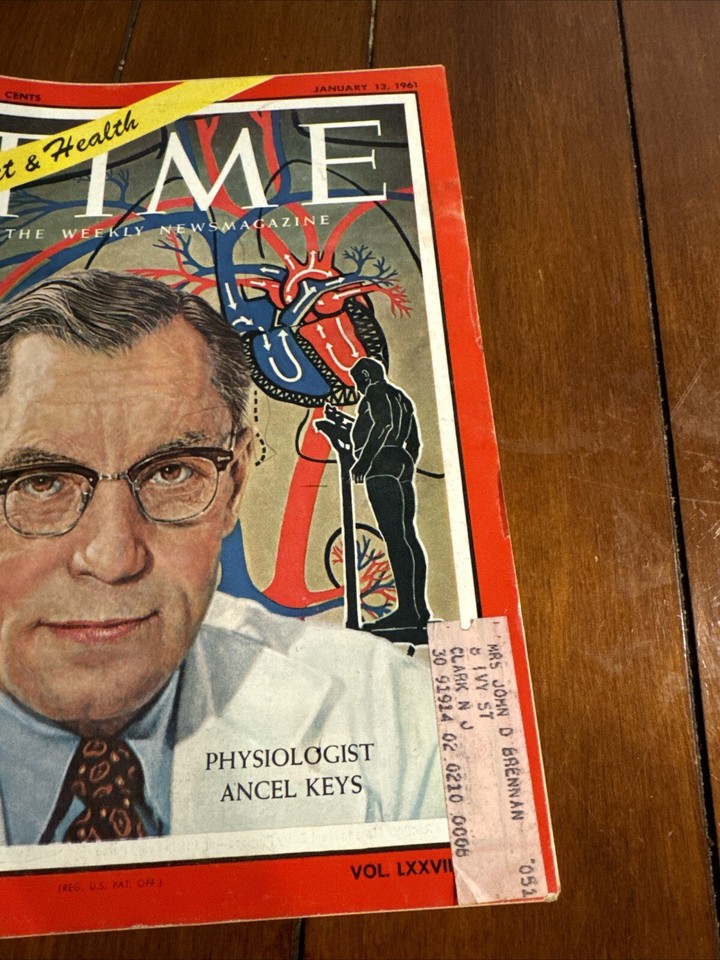 Magazine Time N Physiologist Ancel Keys Diet and Health January 13 1961 ...