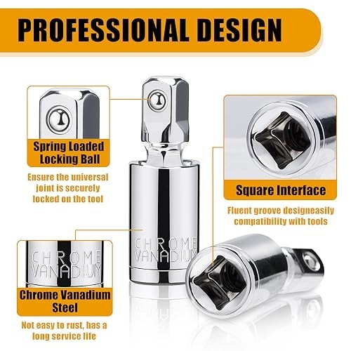 3PCS Impact Universal Joint Swivel Socket Adapter Set 1/4" 3/8” 1/2 ...