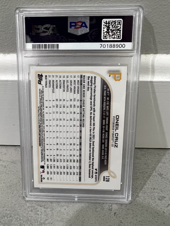 2022 Topps Chrome Oneil Cruz RC Rookie #128 Pittsburgh Pirates PSA 9 ...