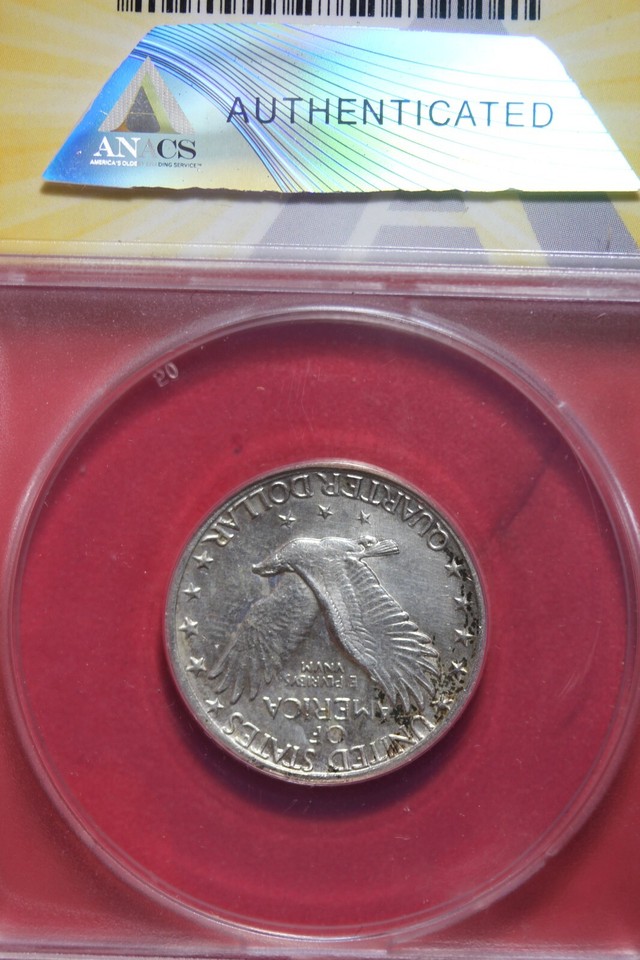 1926 S ANACS AU58 "TERDROP" DIE BREAK CLEANED STANDING LIBERTY QUARTER ...