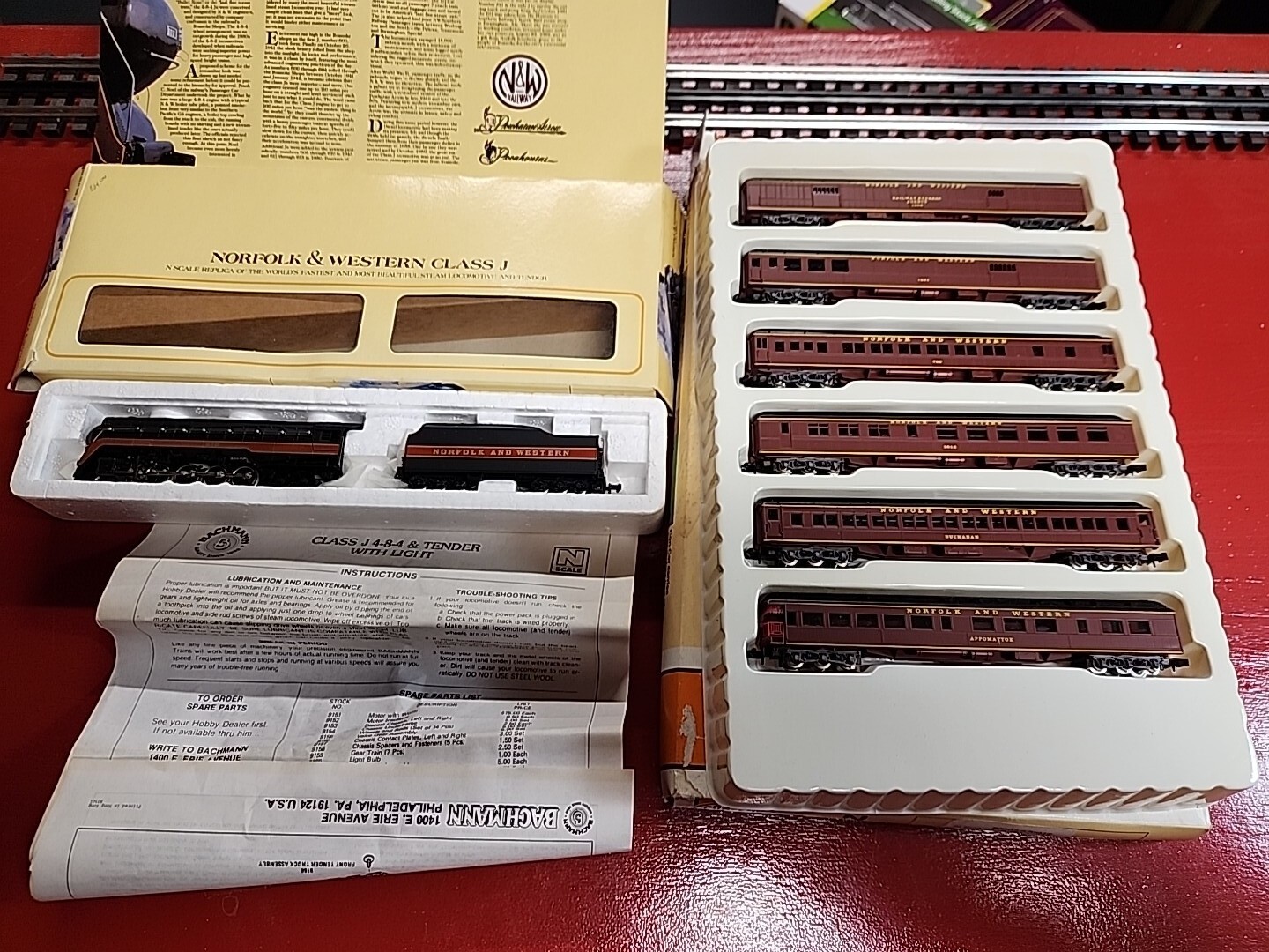 6pc CON-COR N&W Norfolk and Western Passenger Car N Scale + Class J ...