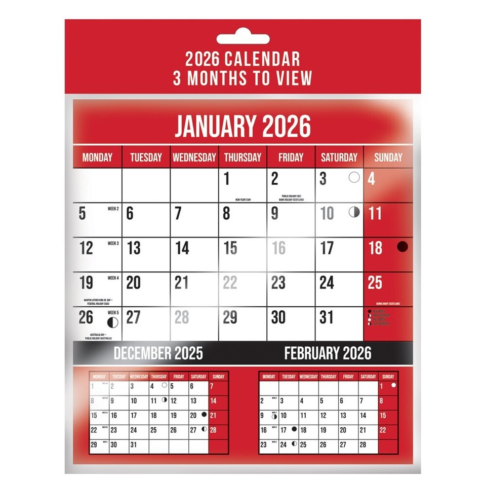 2026 Wall Slim Calendar, Large Month to View Planner, Easy View ...
