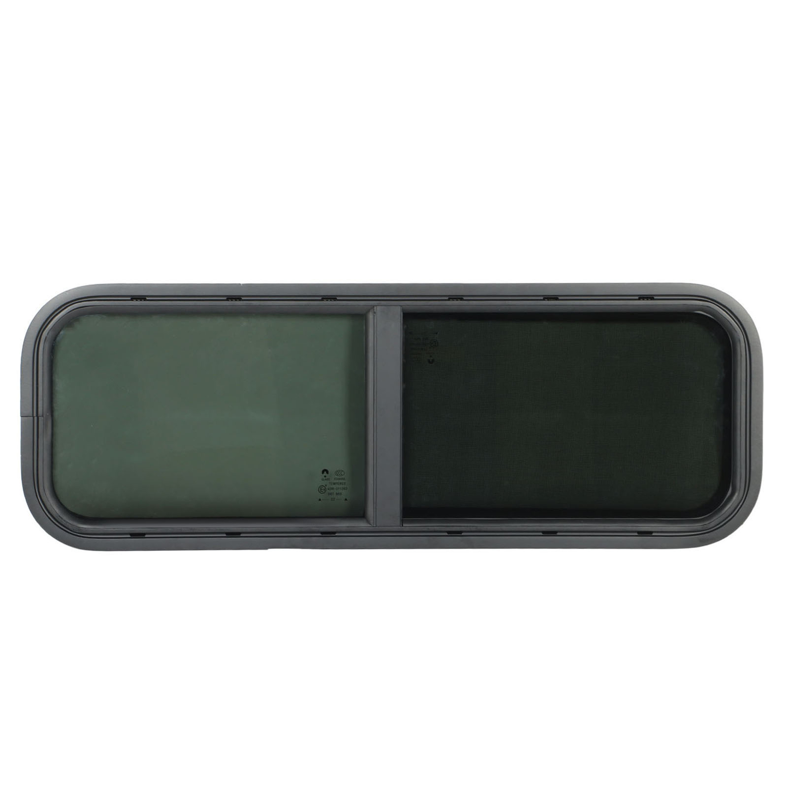 Round Angle Sliding RV Window Black Tempered Glass Shade Window ...