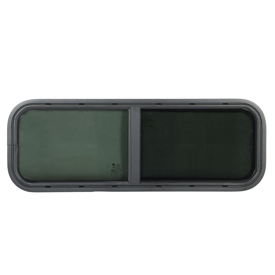 Round Angle Sliding RV Window Black Tempered Glass Shade Window ...