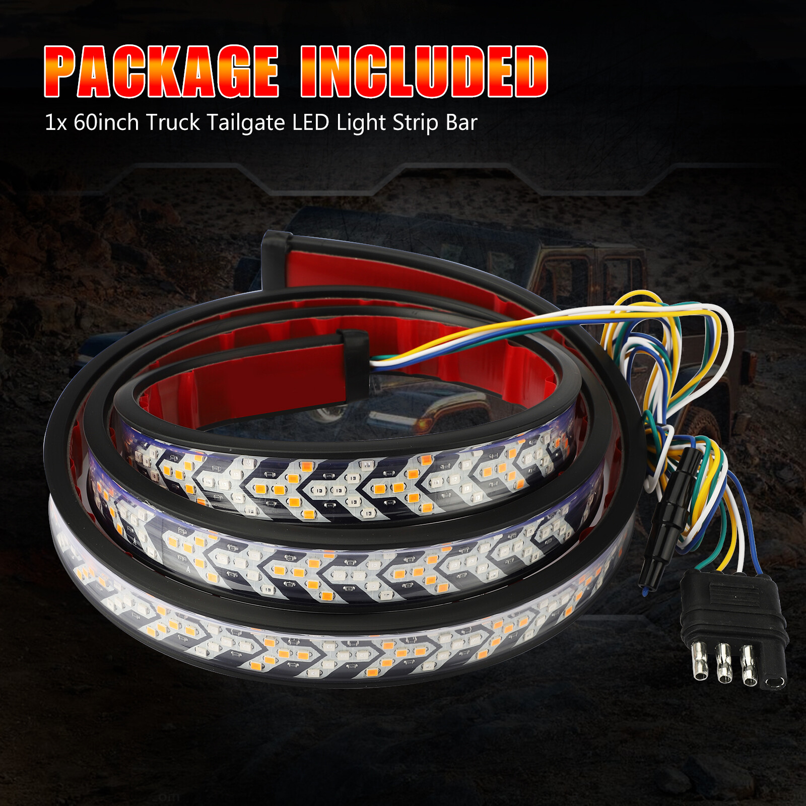60"inch 528-LED Truck Strip Tailgate Turn Signal Brake Tail Reverse ...