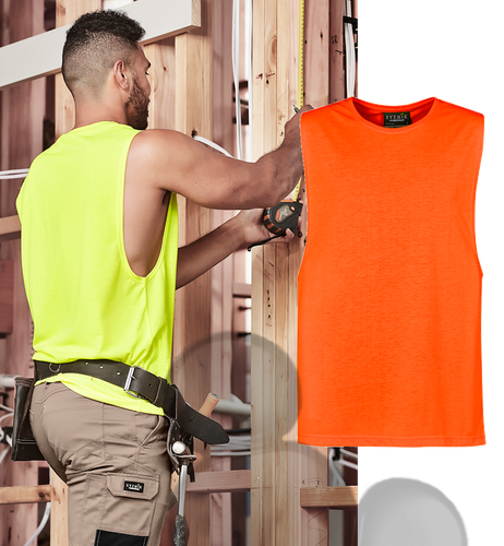 Mens 3 Pack Hi Vis Work Singlets Size XS S M L XL 2XL 3XL 4XL 5XL 7XL ...