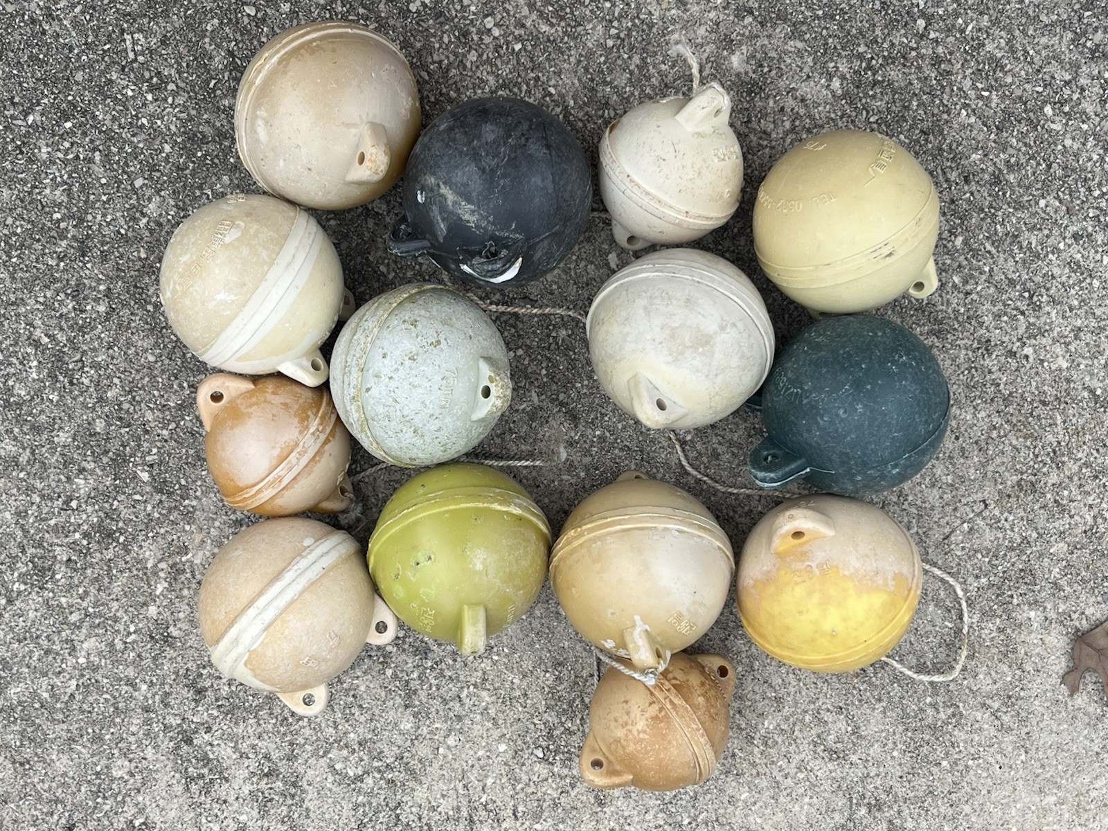 Lot of Fourteen (14) Asian Plastic Fishing Floats Beachcombed Okinawa ...