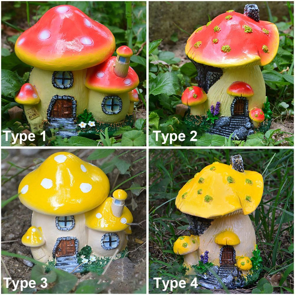 Micro Landscape Miniature Mushroom House Toadstool Figurines Fairy ...