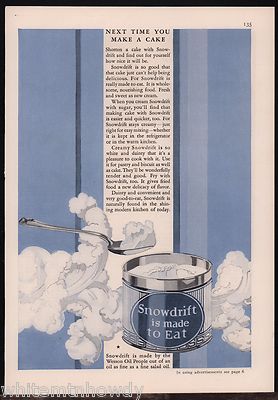 1927 SNOWDRIFT Shortening AD Vintage Food & Baking Kitchen Decor | eBay