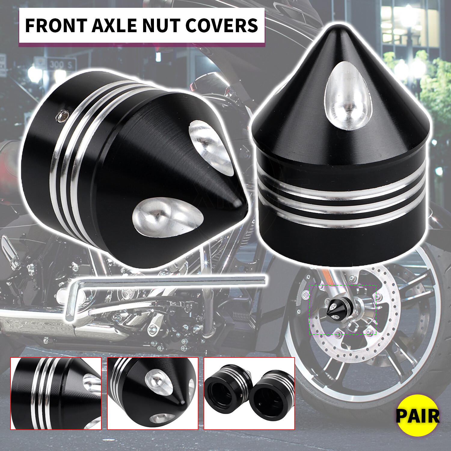Motorcycle Front Axle Cap Nut Covers For Harley Dyna Road King Street ...