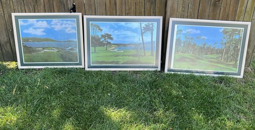Set Of 3 Large Golf Course Custom Framed Paintings Prints Office Set ...