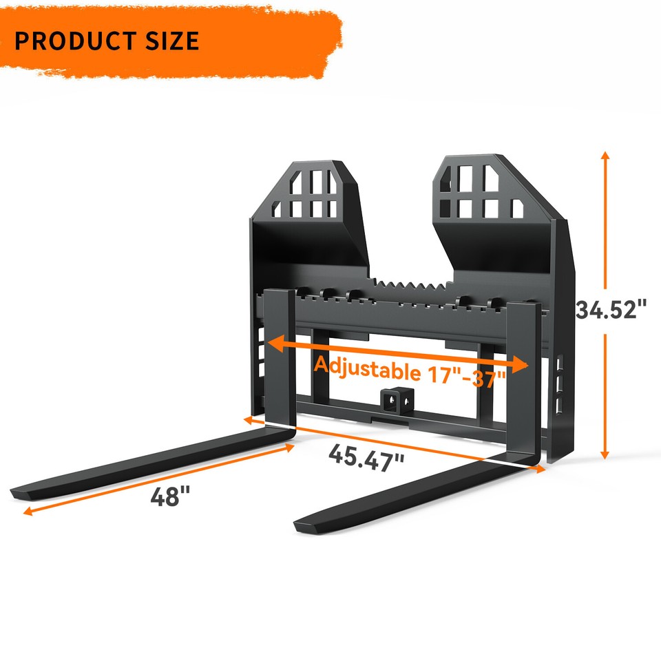 46" Skid Steer Quick Attach Frame W/2" Receiver Hitch & 48" Blades 4000 ...