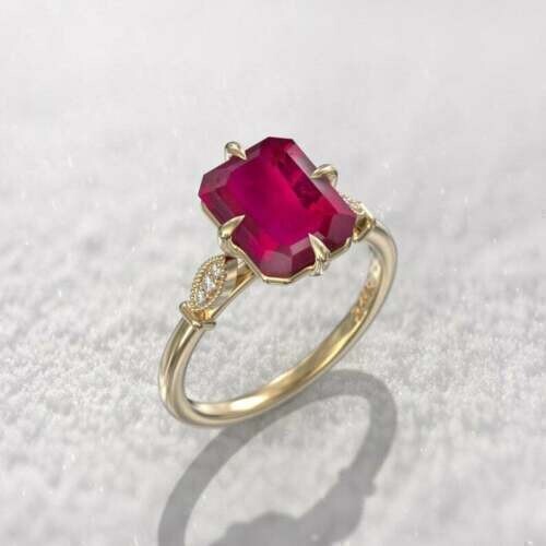 1.50Ct Radiant Lab Created Ruby Solitaire Women's Ring 14K Yellow Gold Plated | eBay