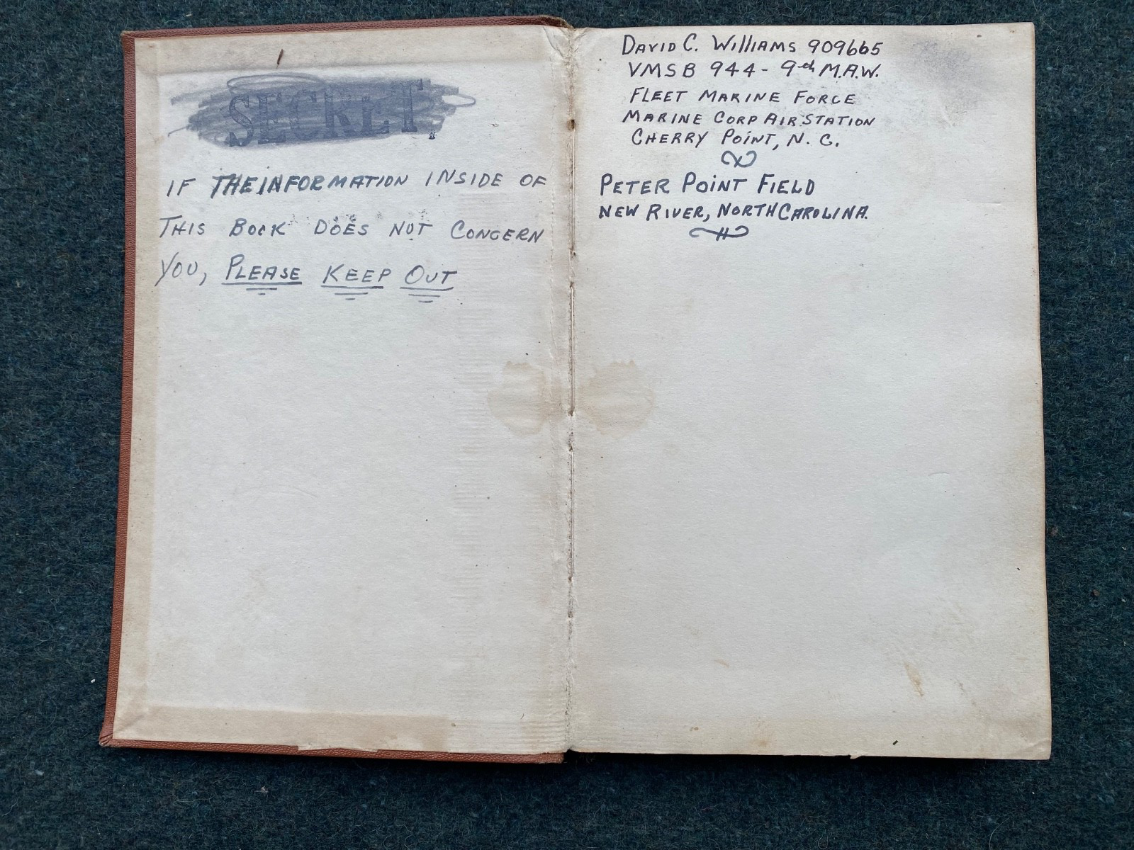 Original WW2 USMC Fleet Marine Aviators Flight Log Book SBD5 Dauntless ...