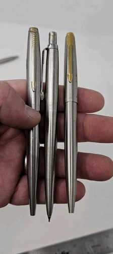 10 Lot Parker Pen Pencil Ink Writing Pointer Vintage Metal 2 Tone Blue ...