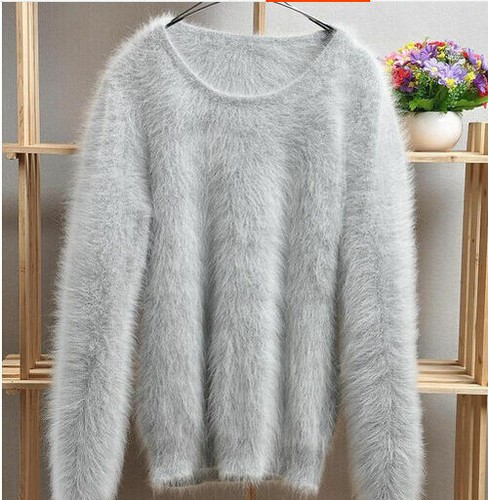 Womens Ladies Winter Rabbit Fur Mink Cashmere Warm Sweater Fluffy Fuzzy ...