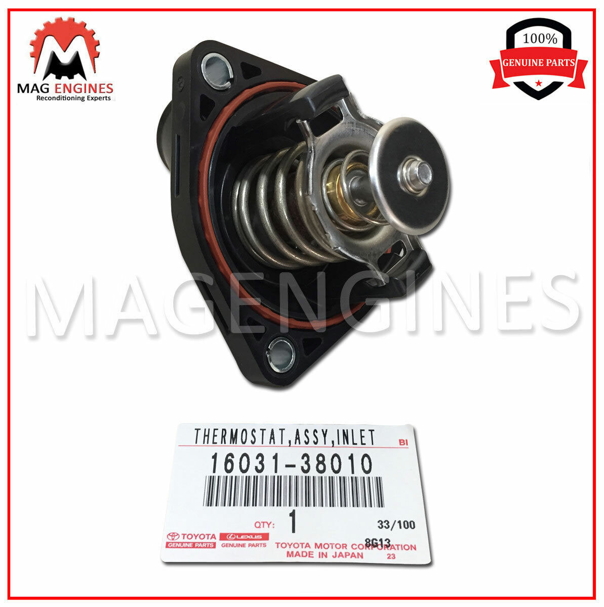 16031-38010 GENUINE OEM WATER INLET SUB-ASSY, W/THERMOSTAT 1603138010 ...