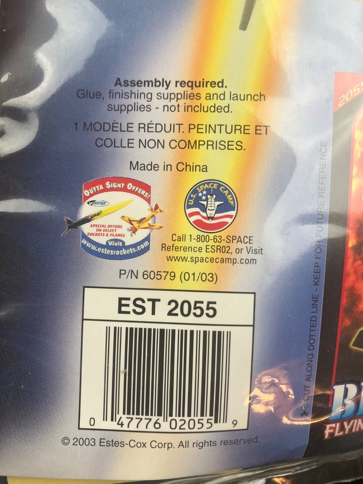 Estes BLU-97b Cluster Bomb Flying Model Rocket Kit #2055, Rare, New ...