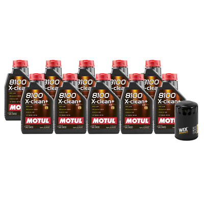 10L Motul 8100 X-CLEAN + 5W30 Wix Filter Motor Oil Change Kit API SN/CF ...