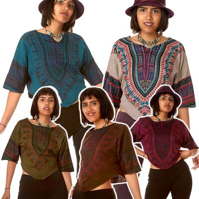 African Batwing Crop Top, Hippy Cropped Teeshirt, Dashiki Clothing ...