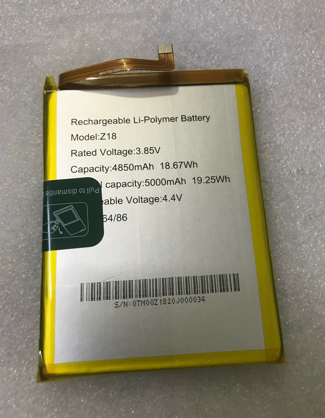 New Original 4850mAh 18.67Wh 3.85V Battery Batterie Batteria for TMB ...