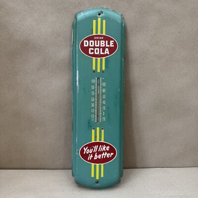 DOUBLE COLA Thermometer Soda Tin Sign Great Aged Colors Advertising ...